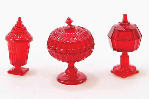Candy Dish Set, Red Glassware – Dollhouse Junction