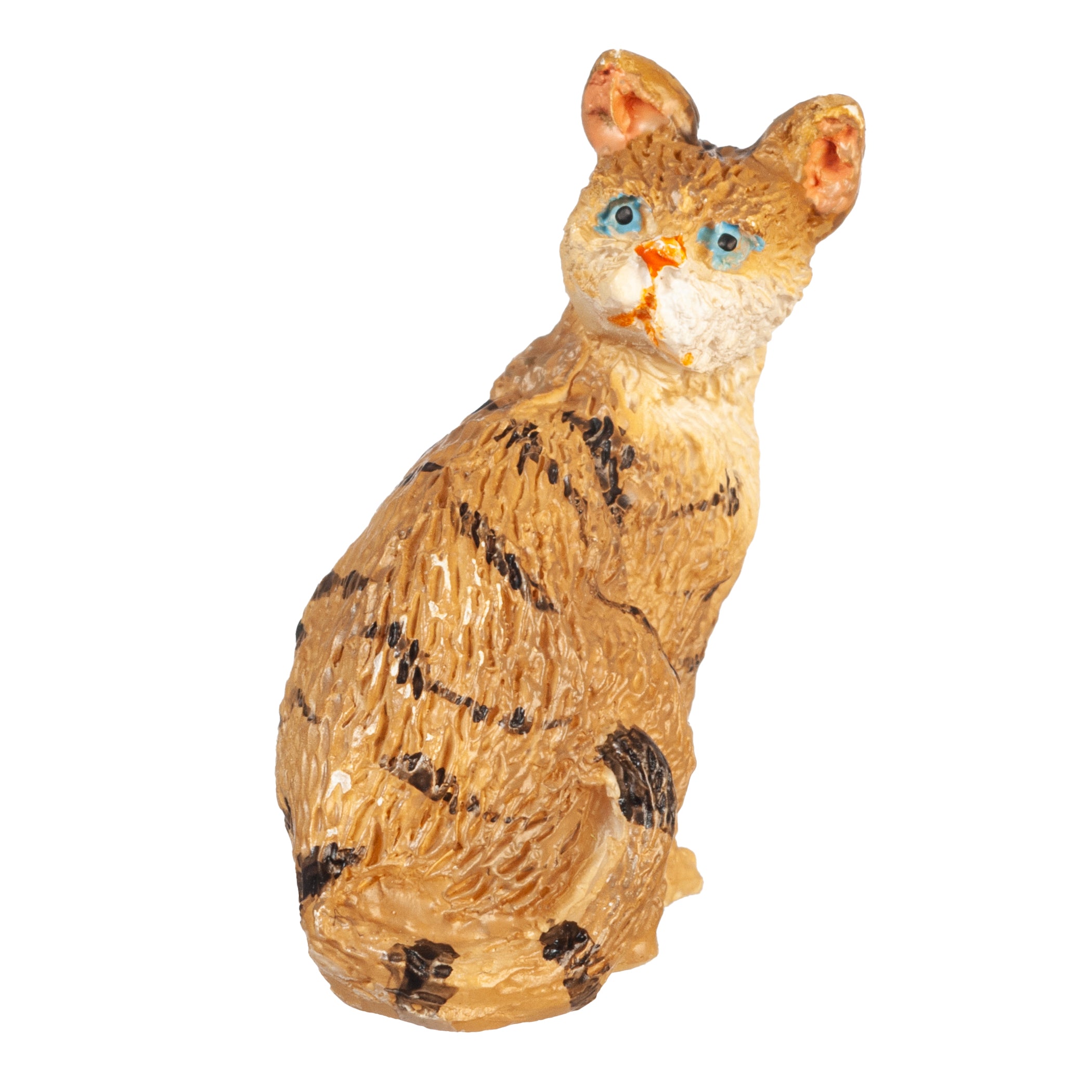 Cat, Sitting, Looking Back, Brown Tabby – Dollhouse Junction