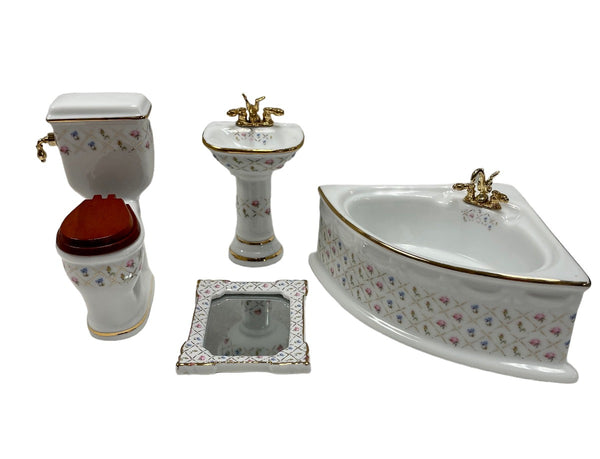 Reutter Porcelain Bath Set with Corner Tub – Dollhouse Junction