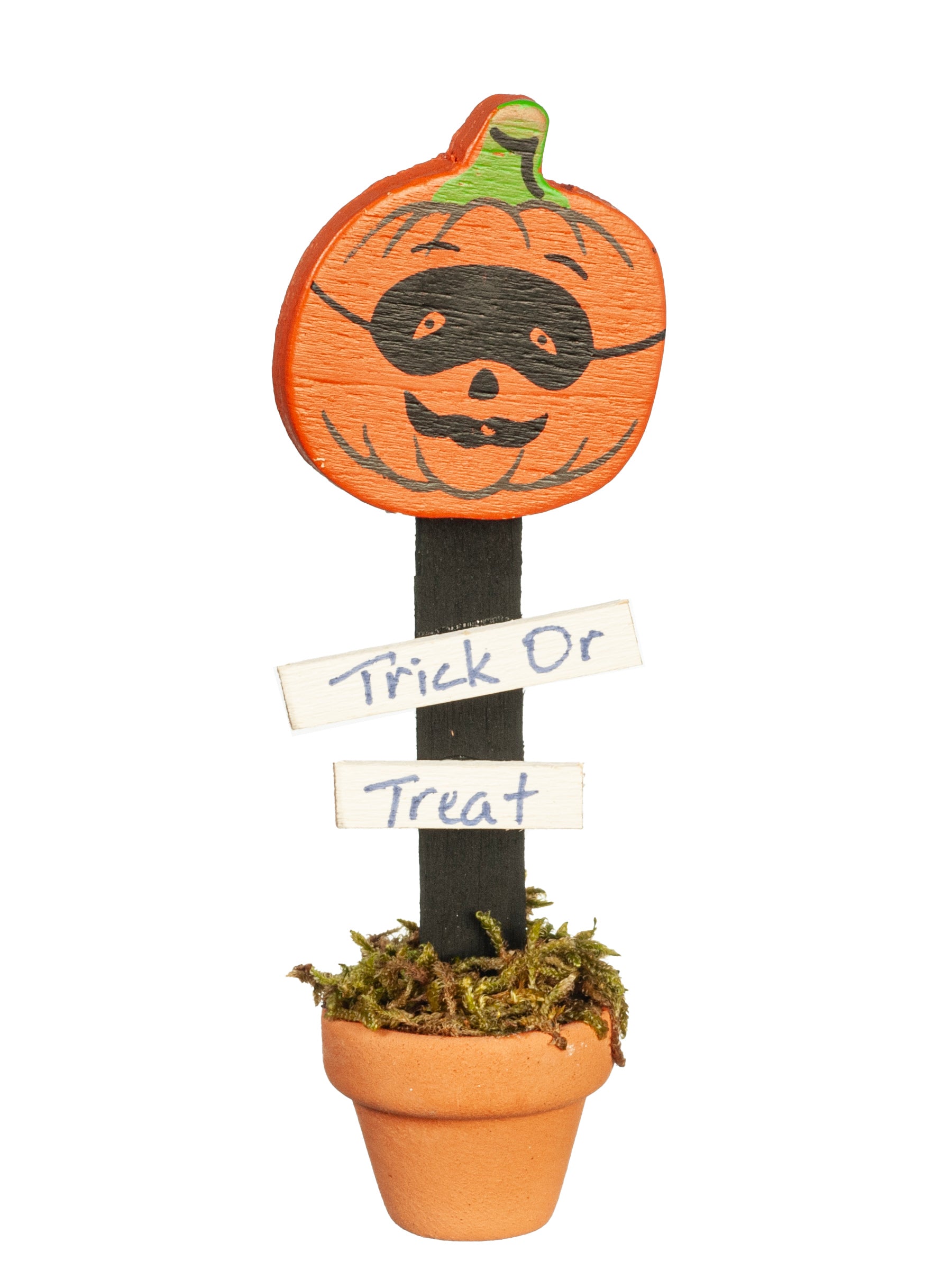 Pumpkin with Mask Porch Pot – Dollhouse Junction