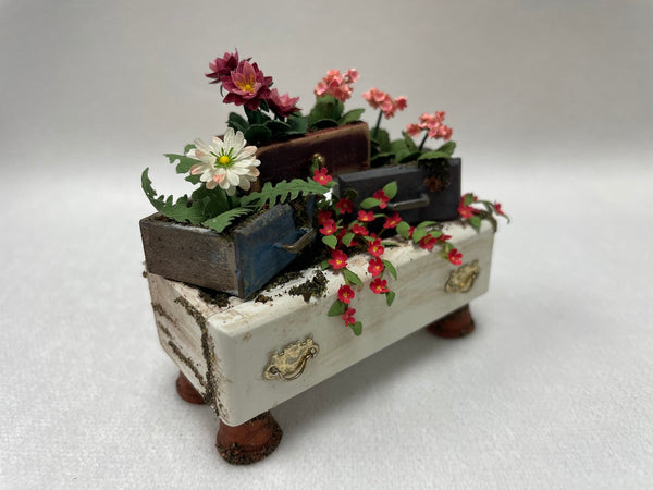 Upcycled Stacked Drawer Planter Filled with Flowers by Sherredawn Mini ...