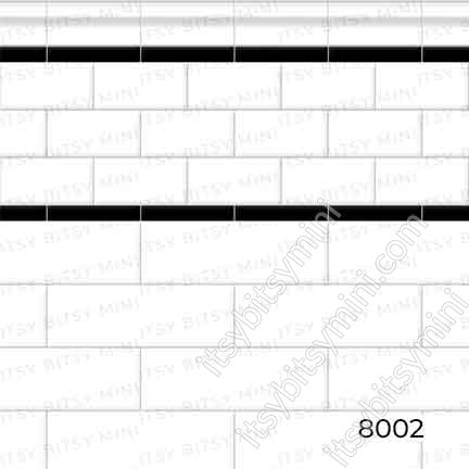 Subway Tile Paper, White and Black with Border – Dollhouse Junction