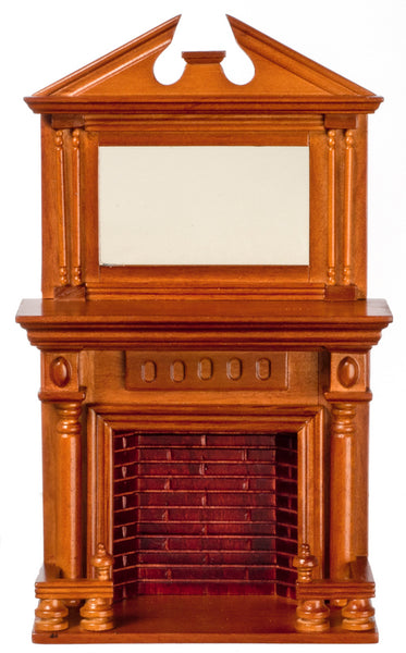 Walnut Fireplace with Federal Style Mirror – Dollhouse Junction