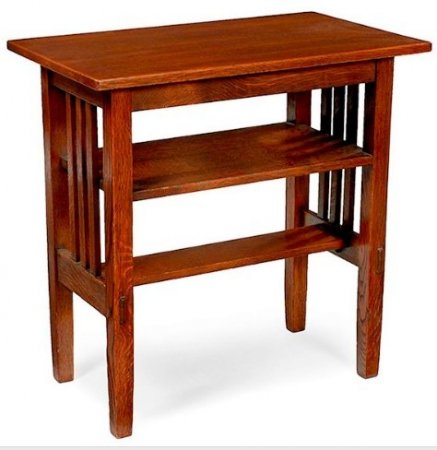 Mission Style Side Table, New Walnut Finish – Dollhouse Junction