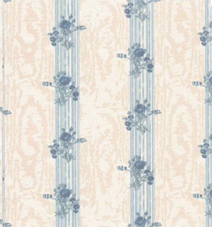 Reflections Rose Wallpaper, Blue – Dollhouse Junction