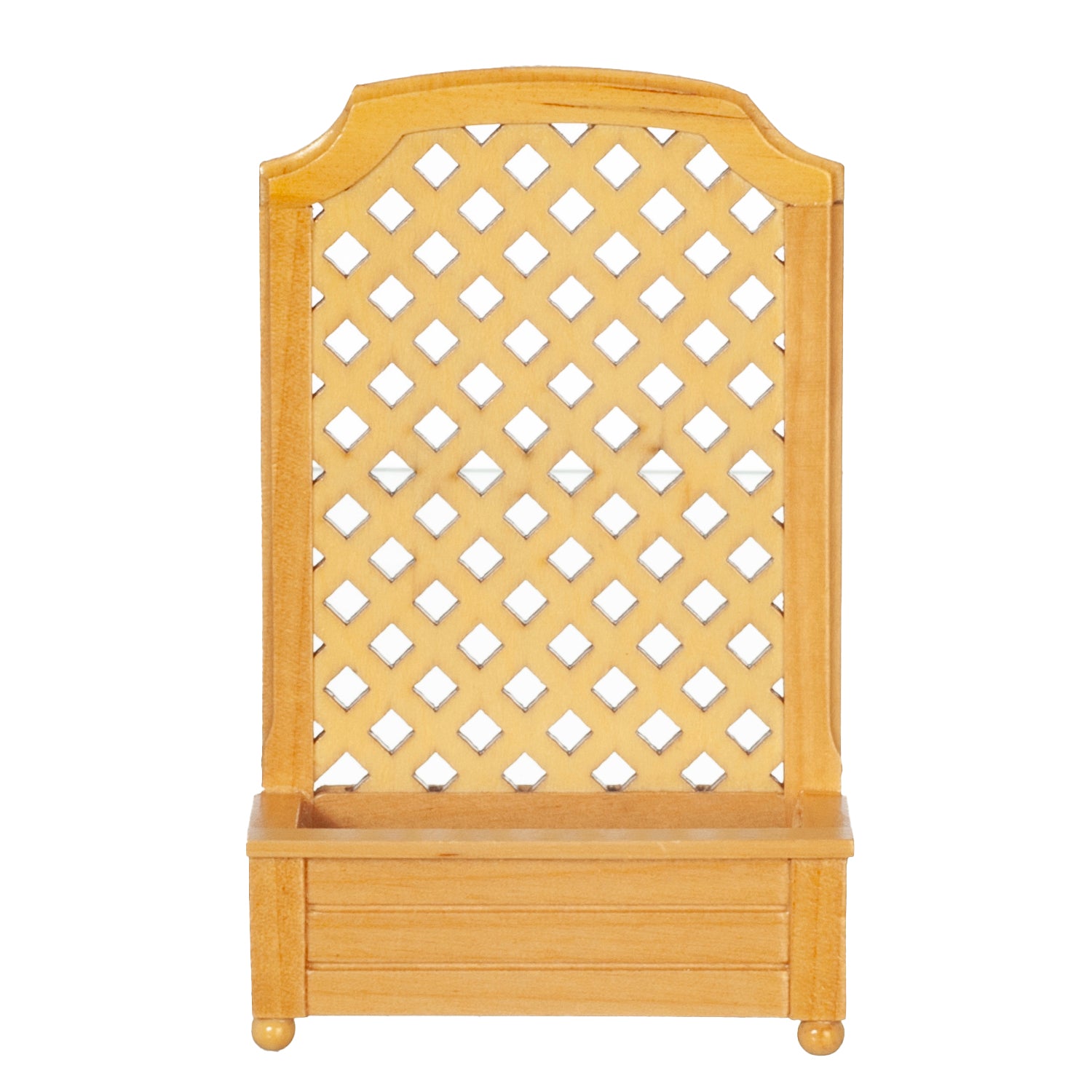 Planter with Trellis, Oak – Dollhouse Junction