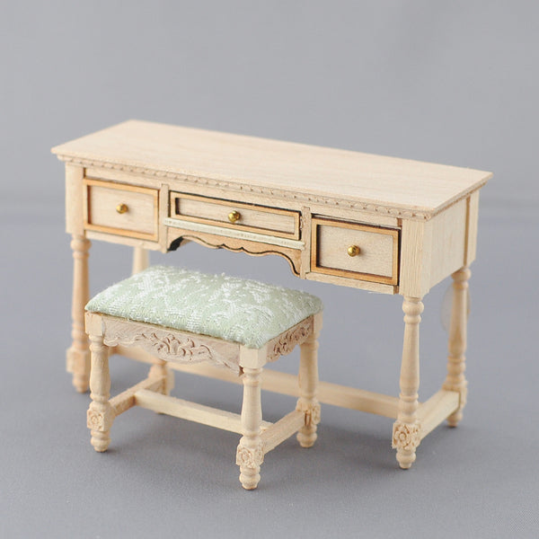 Unfinished Dressing Table and Bench – Dollhouse Junction